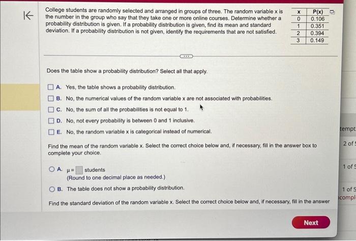 Solved College students are randomly selected and arranged | Chegg.com