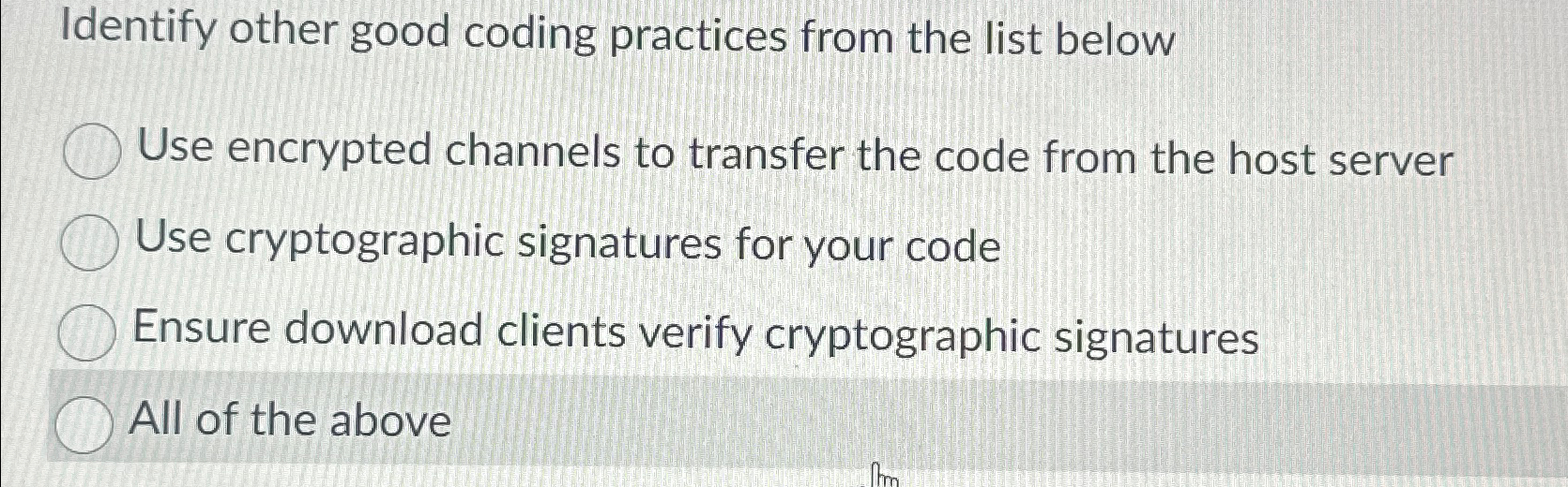 Solved Identify other good coding practices from the list | Chegg.com