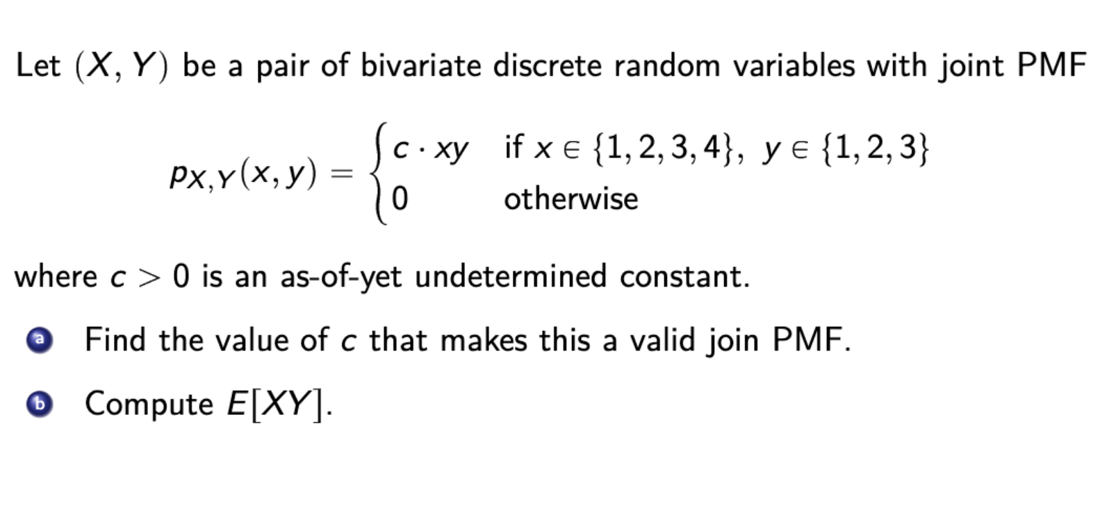 Solved Let (x,Y) ﻿be a pair of bivariate discrete random | Chegg.com