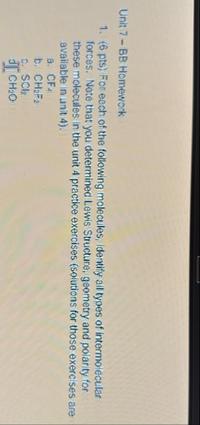 Solved Unit 7 - ﻿BB Homework(6 ﻿pts) ﻿For each of the | Chegg.com