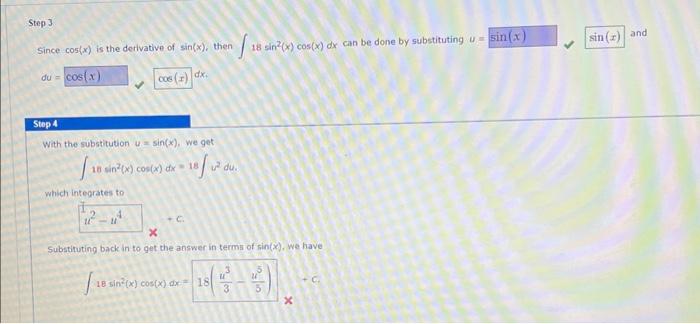 Solved Evaluate the integral. ∫18sin2(x)cos3(x)dx step1 | Chegg.com