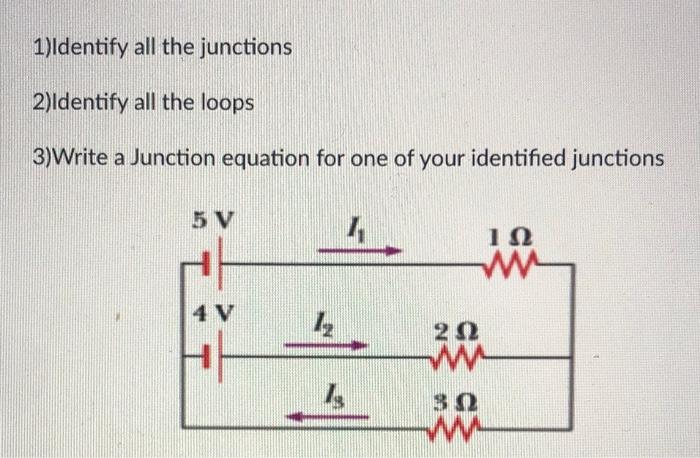 Solved 1)Identify all the junctions 2)Identify all the loops | Chegg.com