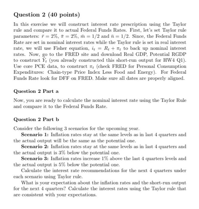 Solved Question 2 (40 points) In this exercise we will | Chegg.com