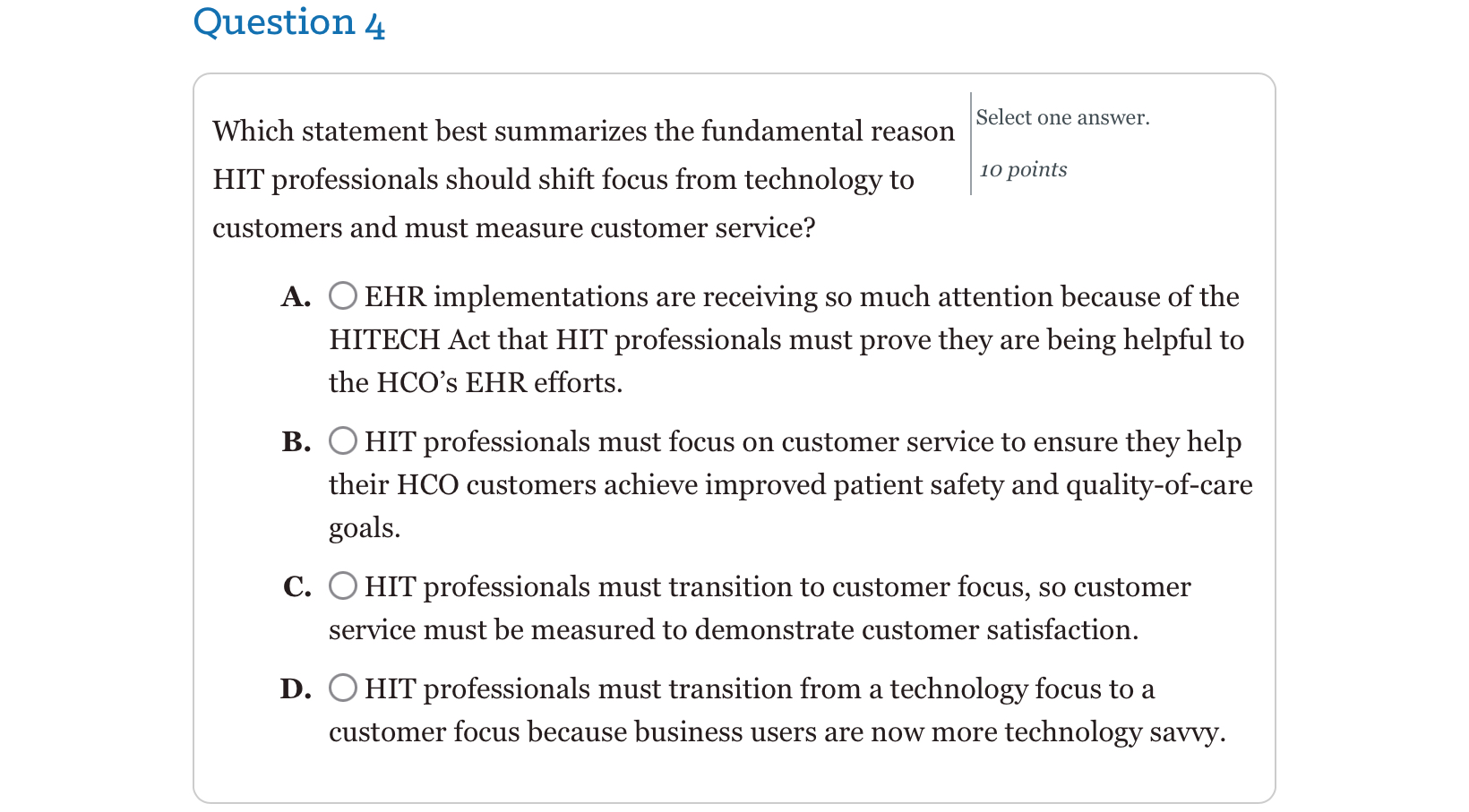 Solved Question 4A. ﻿EHR implementations are receiving so | Chegg.com