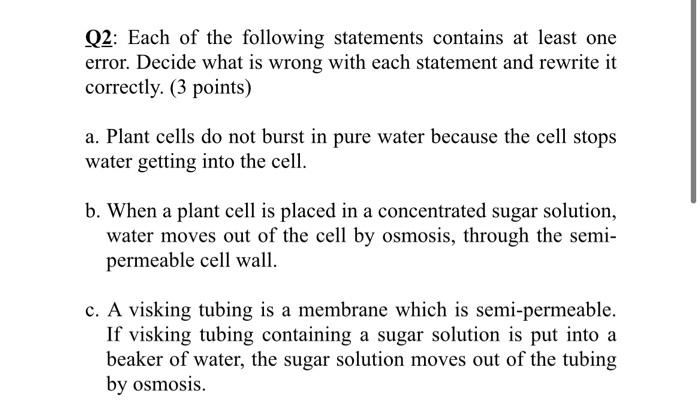 Solved Q2: Each of the following statements contains at | Chegg.com