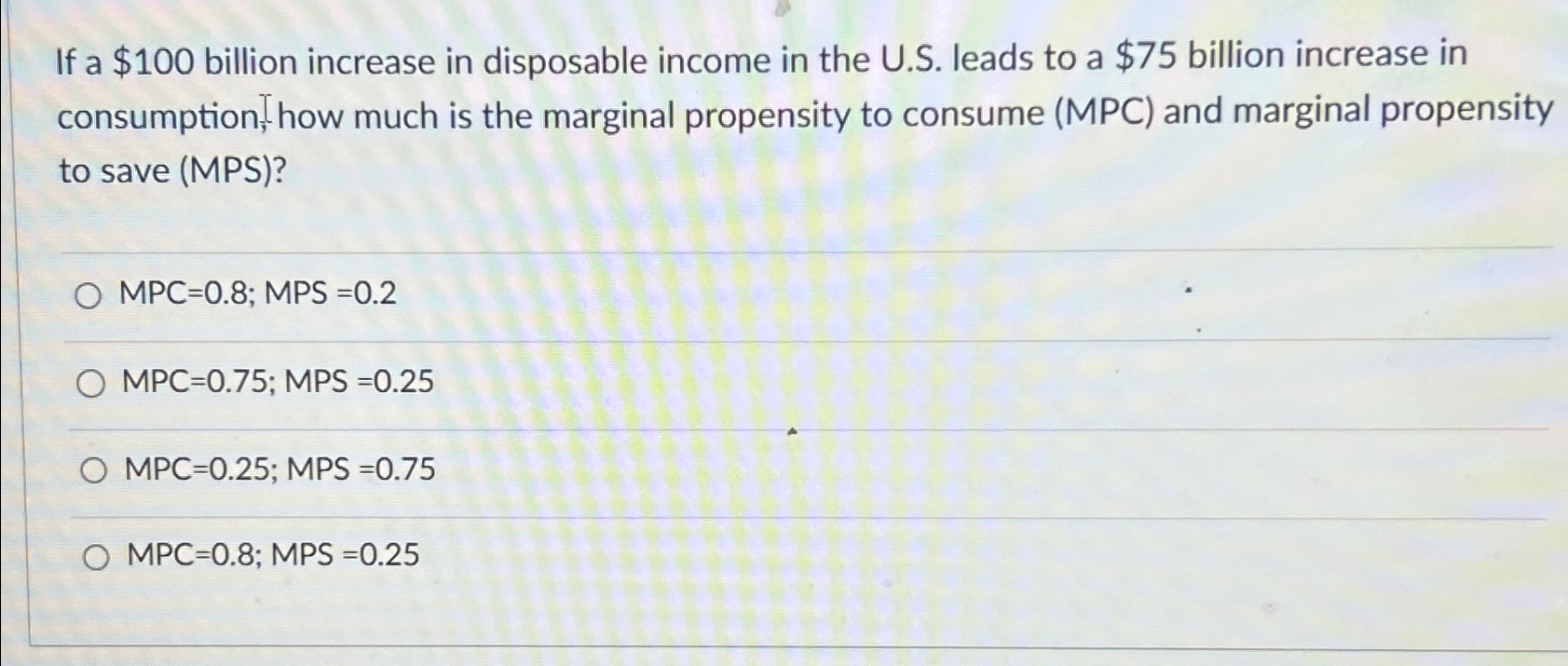 Solved If a $100 ﻿billion increase in disposable income in | Chegg.com