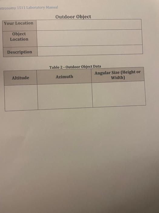 Solved The Position of Objects in the sкy Purpose and | Chegg.com