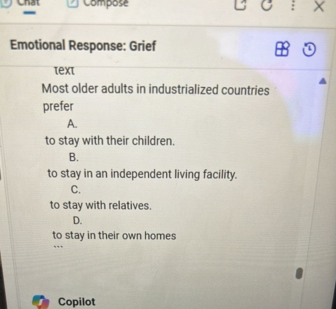 Solved Emotional Response: GrieftextMost older adults in | Chegg.com