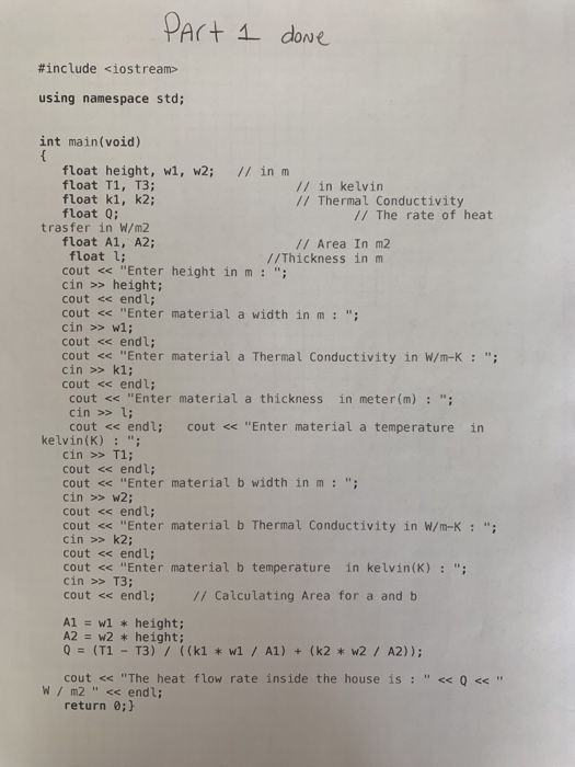 Solved PART II. Add to part la c++ program that prints a | Chegg.com
