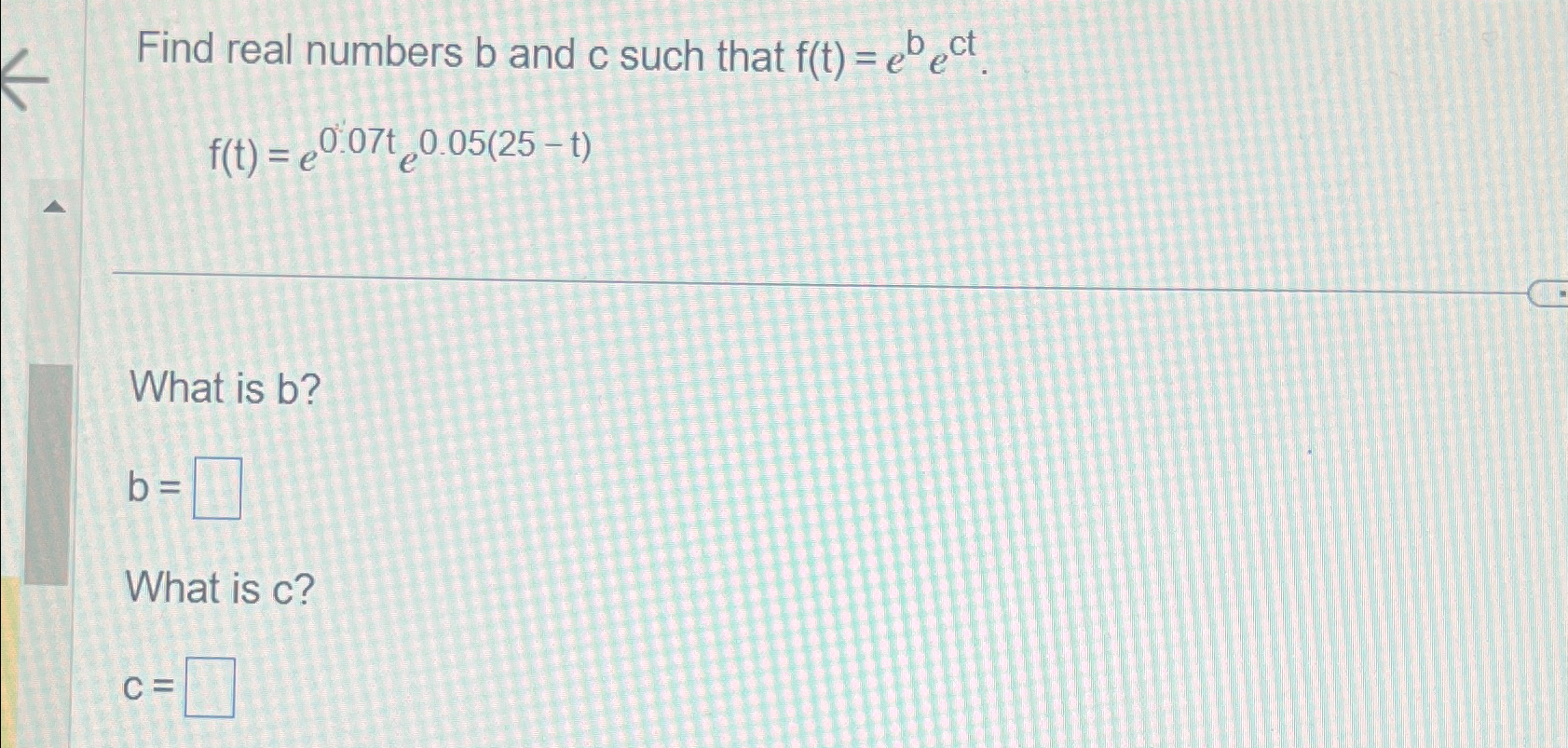 Solved Find real numbers b ﻿and c ﻿such that | Chegg.com