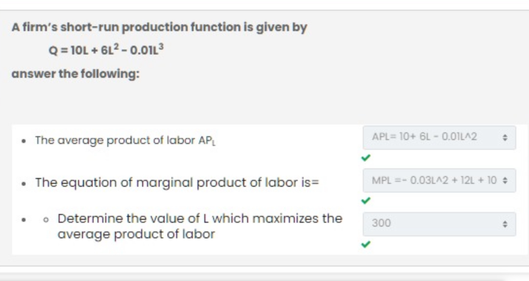 Solved A firm's short-run production function is given | Chegg.com