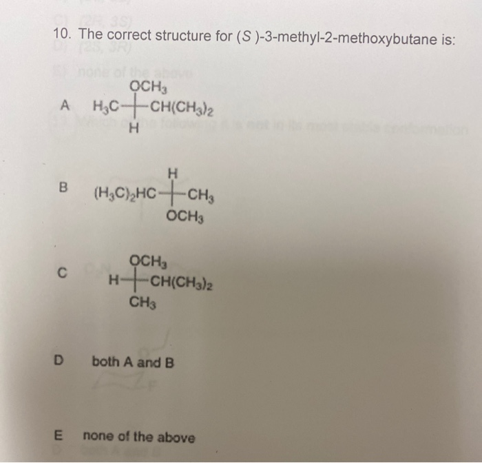 Solved 10. The correct structure for | Chegg.com