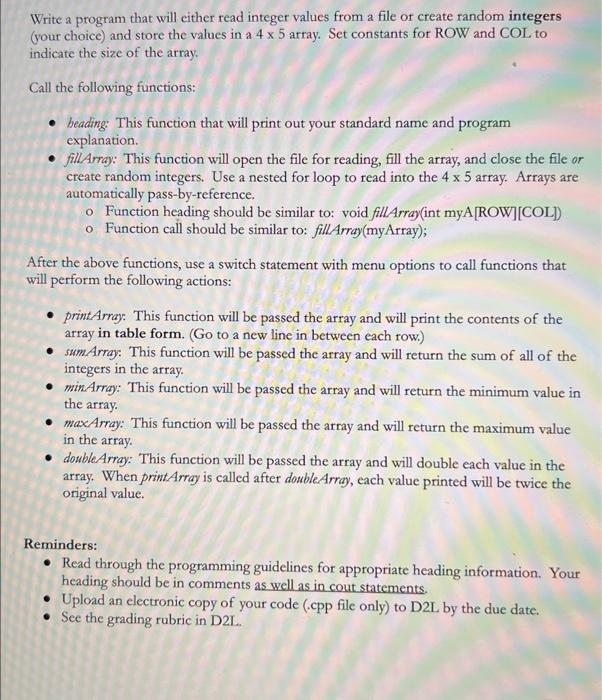 Solved Write a program that will either read integer values | Chegg.com