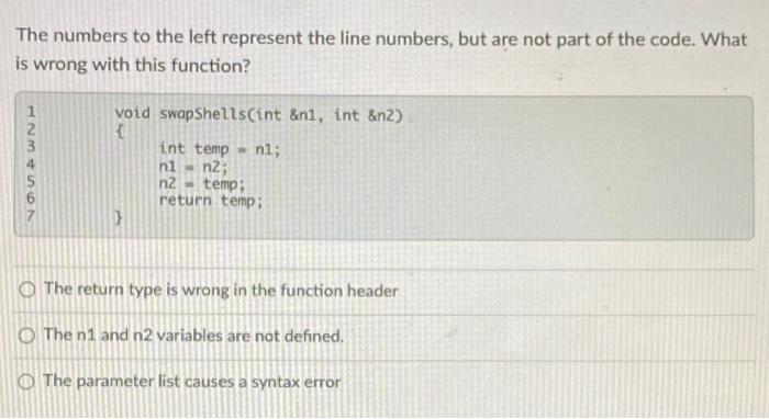 Solved The numbers to the left represent the line numbers, | Chegg.com