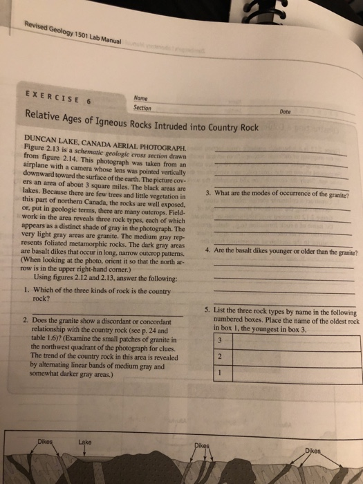 Revised Geology 1501 Lab Manual EXERCISE 6 Name | Chegg.com