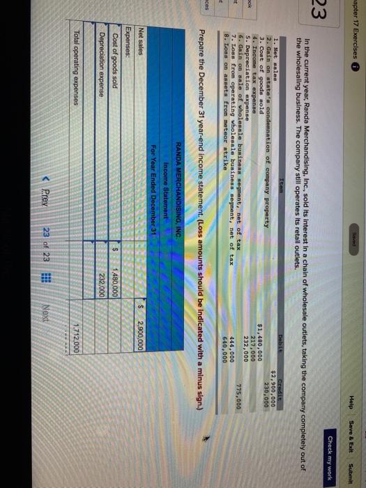 Solved apter 17 Exercises Help Save & Exit Submit Check my | Chegg.com
