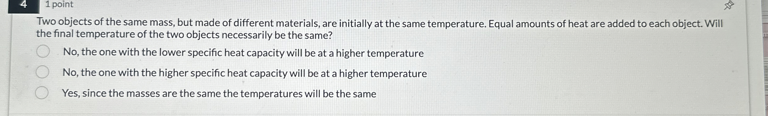 Solved Is an o41 ﻿pointTwo objects of the same mass, but | Chegg.com