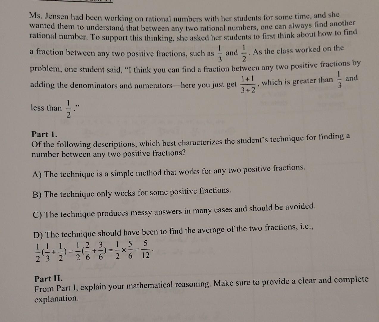Solved Ms. Jensen had been working on rational numbers with | Chegg.com