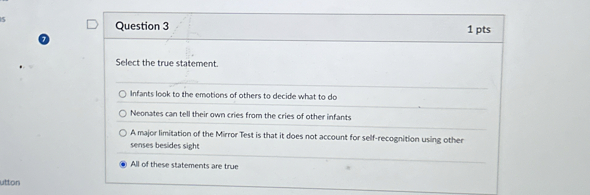 Solved Question 3Select the true statement.Infants look to | Chegg.com