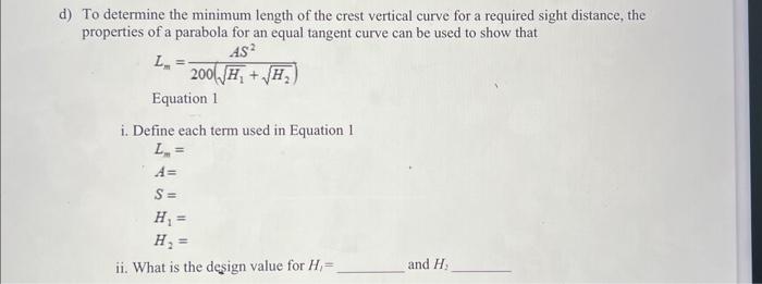 Solved d) To determine the minimum length of the crest | Chegg.com