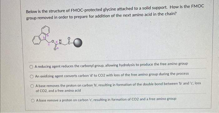 Solved Below is the structure of FMOC-protected glycine | Chegg.com