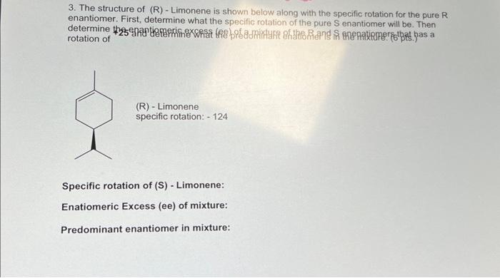Solved 3. The structure of (R) - Limonene is shown below | Chegg.com