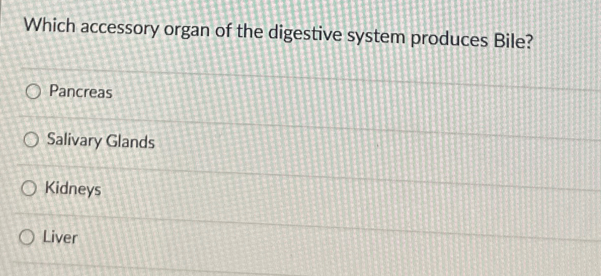 Solved Which accessory organ of the digestive system | Chegg.com