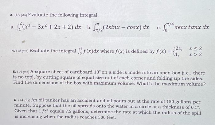 Solved 3. (18 pts) Evaluate the following integral. a. S (x3 | Chegg.com Solved 3. (18 pts) Evaluate the following integral. a. S (x3 | Chegg.com