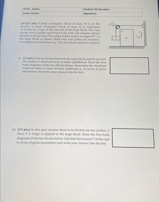 Solved Q3+(25 pts ) A lanse rectangular block of mass M is | Chegg.com