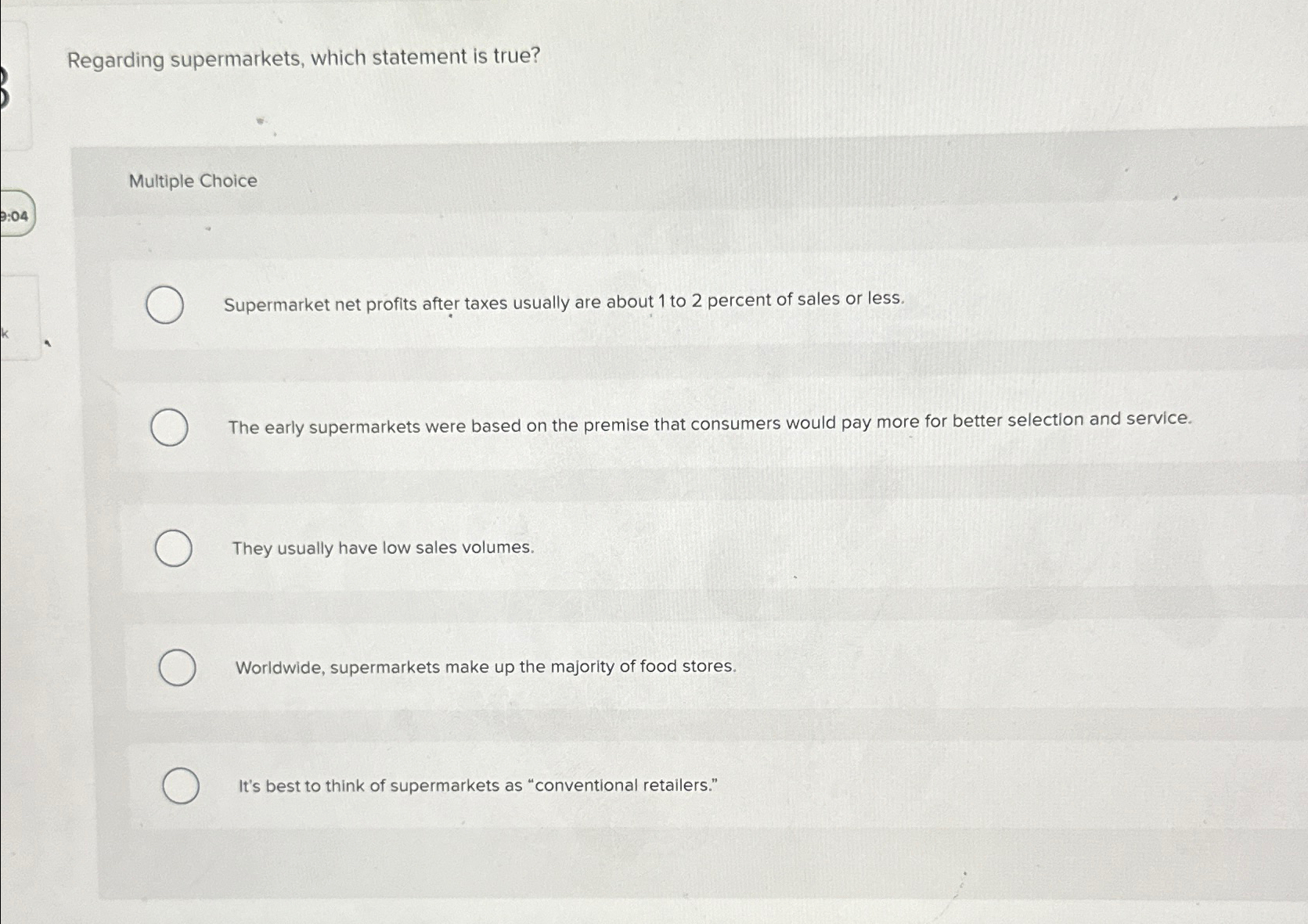 Solved Regarding supermarkets, which statement is | Chegg.com