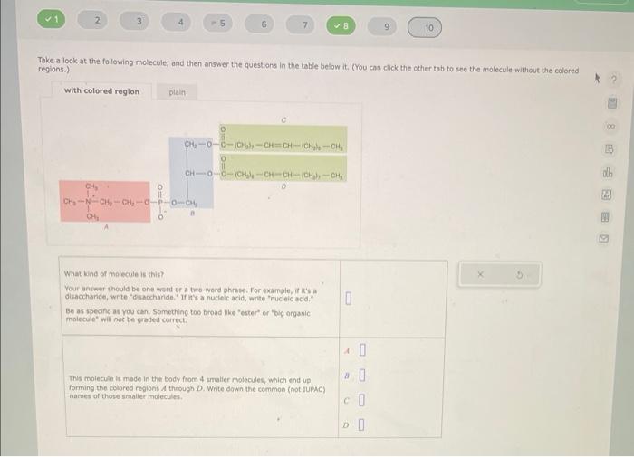 Solved Take a look at the following molecule, and then | Chegg.com