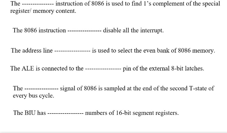Solved The instruction of 8086 ﻿is used to find 1 's | Chegg.com