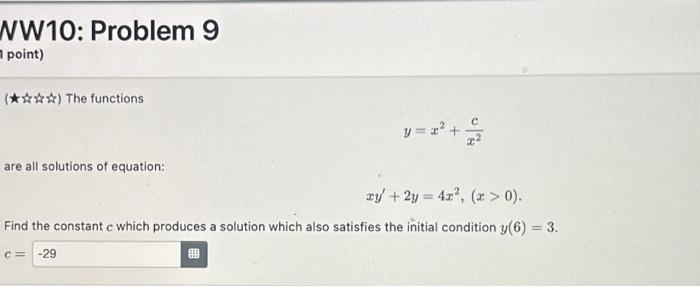 Solved WW10: Problem 9 1 point) ( ) The functions are all | Chegg.com