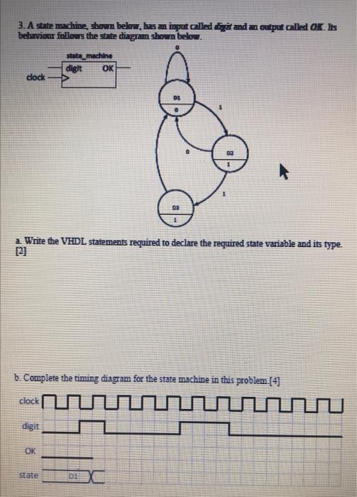 Solved 3. A state machine, shown below, has an input called | Chegg.com