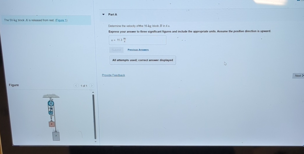 Solved Part AThe 50-kg ﻿block A ﻿is released from rest. | Chegg.com
