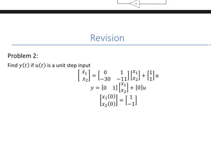 Solved Problem 2: Find y(t) if u(t) is a unit step input | Chegg.com