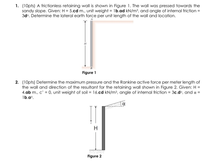 Solved 1. (10pts) A frictionless retaining wall is shown in | Chegg.com