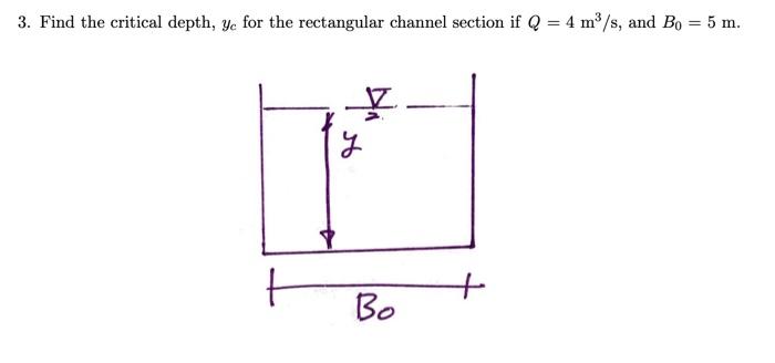 Solved 3. Find the critical depth, yc for the rectangular | Chegg.com