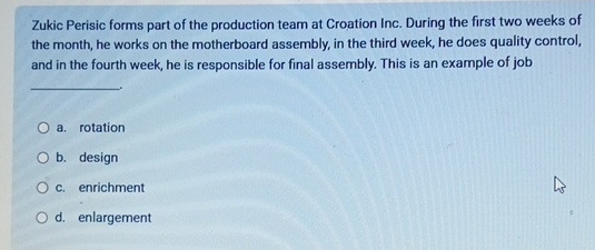 Solved Zukic Perisic forms part of the production team at | Chegg.com