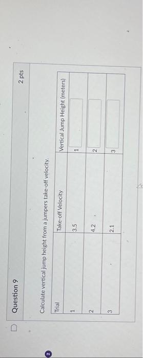 Solved Question 9 Calculate vertical jump height from a | Chegg.com
