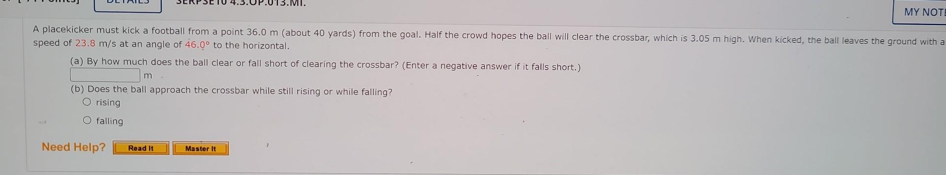 Solved speed of 23.8 m/s at an angle of 46.0∘ to the | Chegg.com