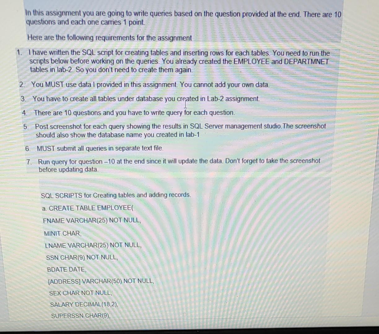 Solved In this assignment you are going to write queries | Chegg.com