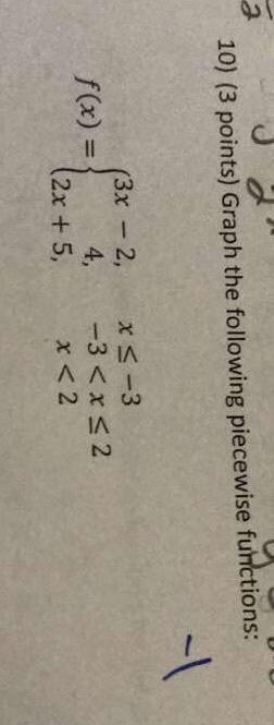 Solved 2 Jd 10) (3 points) Graph the following piecewise | Chegg.com