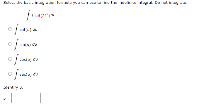 Solved basic integration formula ﻿Select the basic | Chegg.com