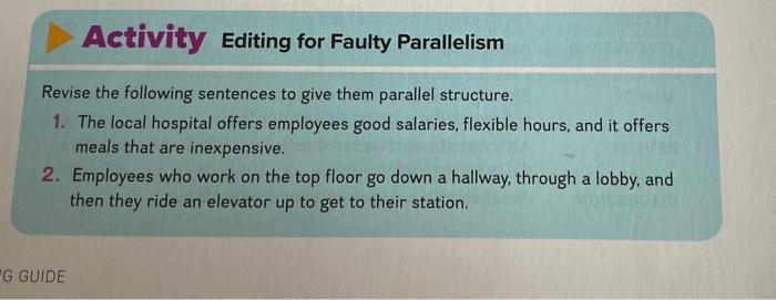Activity Editing for Faulty Parallelism Revise the | Chegg.com