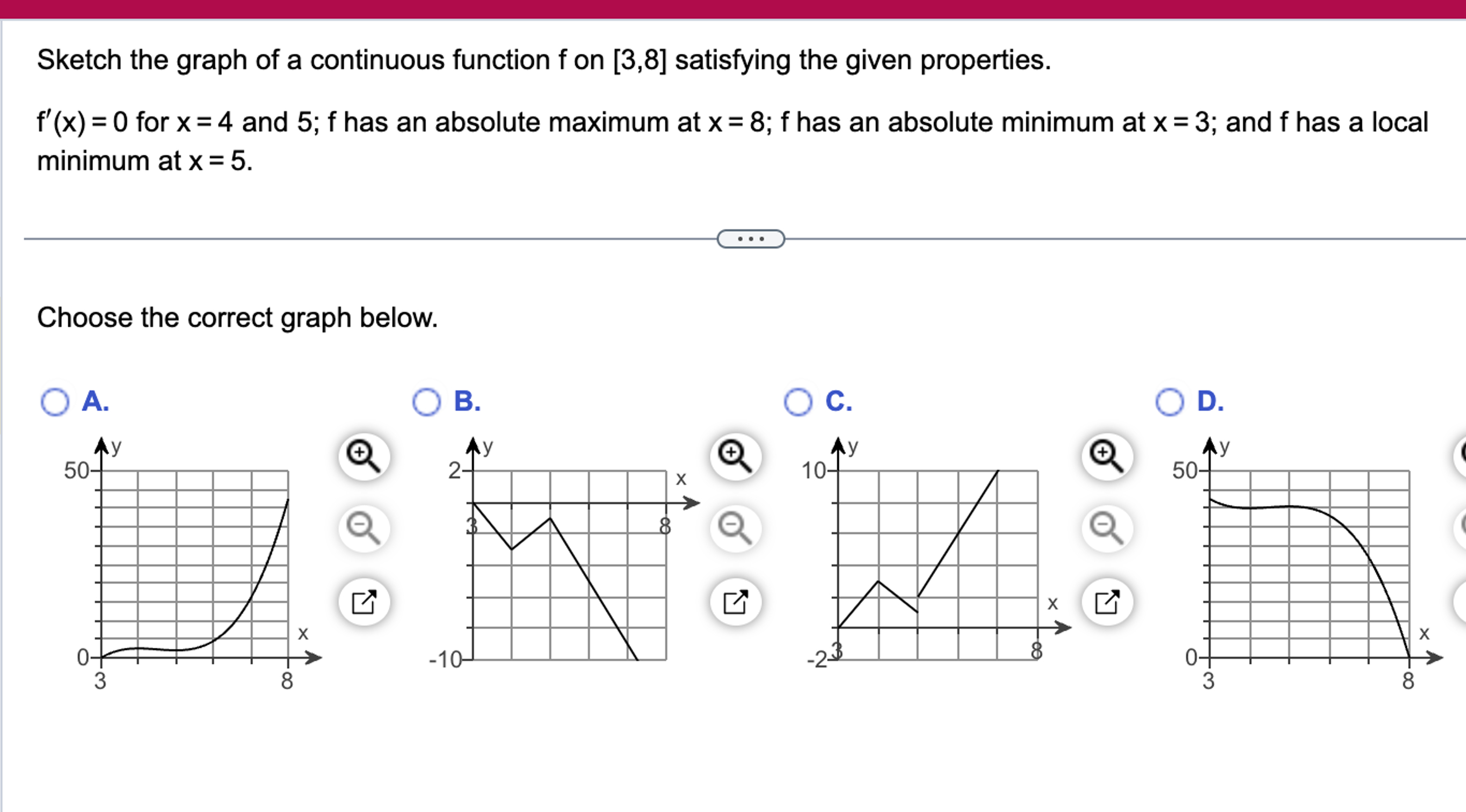 Solved Sketch the graph of a continuous function f ﻿on 3,8 | Chegg.com