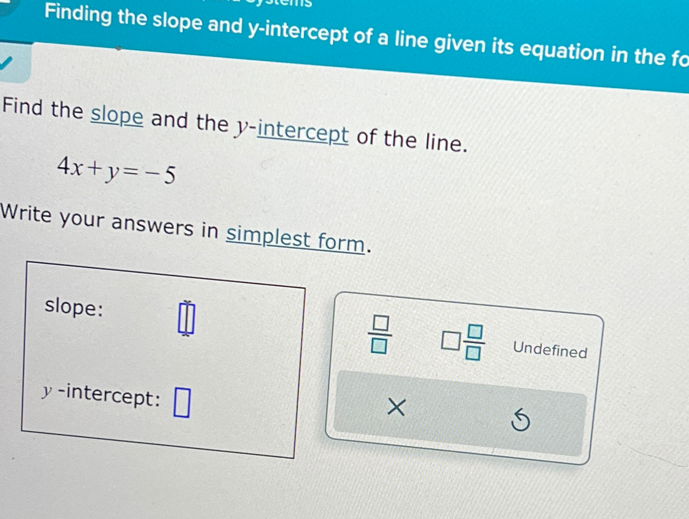 Solved Finding the slope and y-intercept of a line given its | Chegg.com