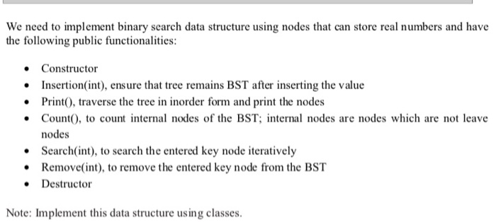 Solved We Need To Implement Binary Search Data Structure 5271