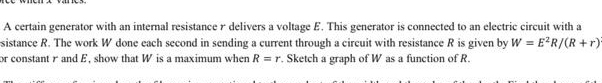 Solved A certain generator with an internal resistance r | Chegg.com