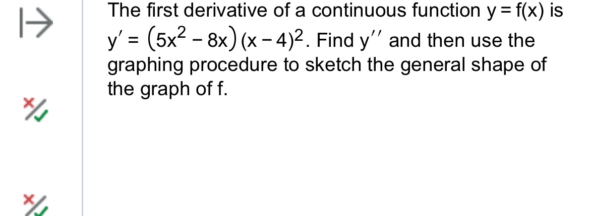 Solved The first derivative of a continuous function y=f(x) | Chegg.com